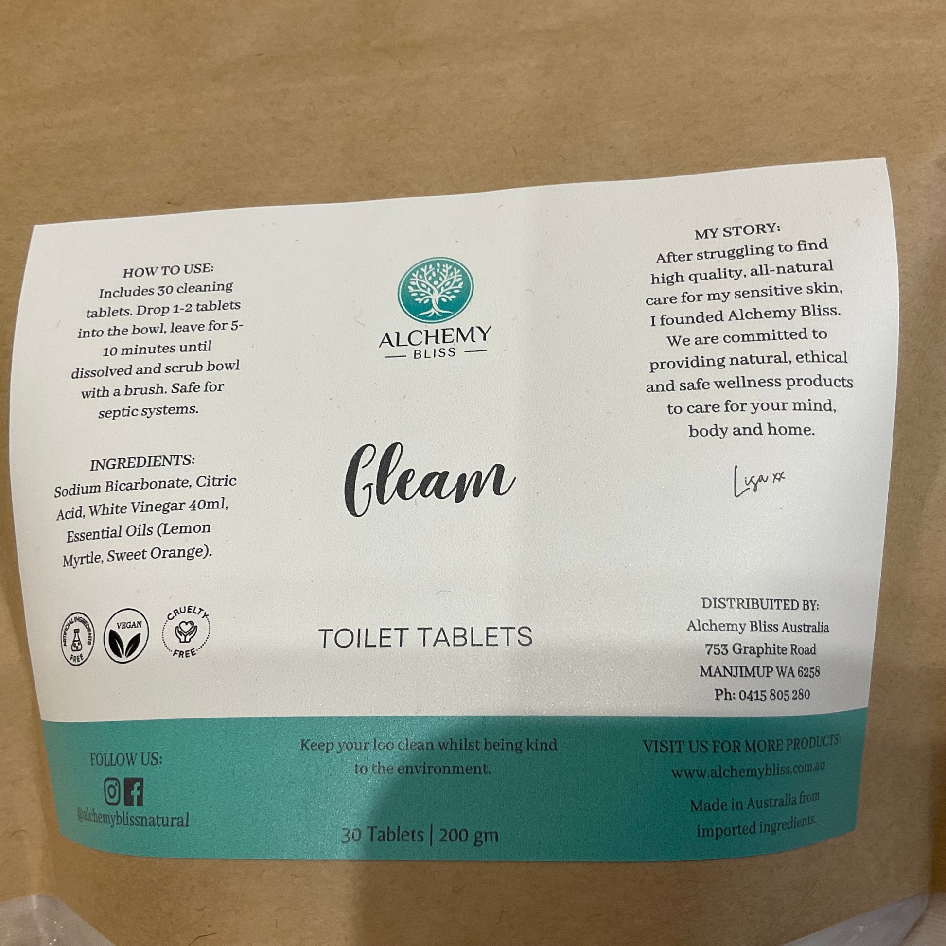Gleam Toilet Tablets by Alchemy Bliss – Naked Pantry WA Pty Ltd